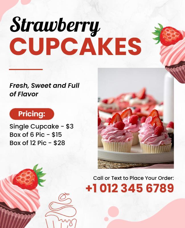 Strawberry Cupcake Promotion Flyer Template