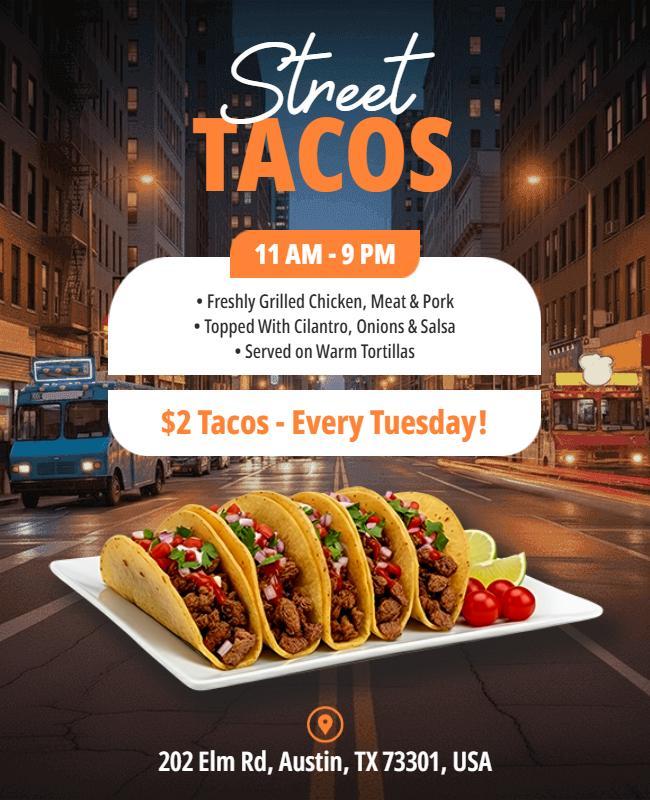 Street Tacos Food Promotion Flyer Template