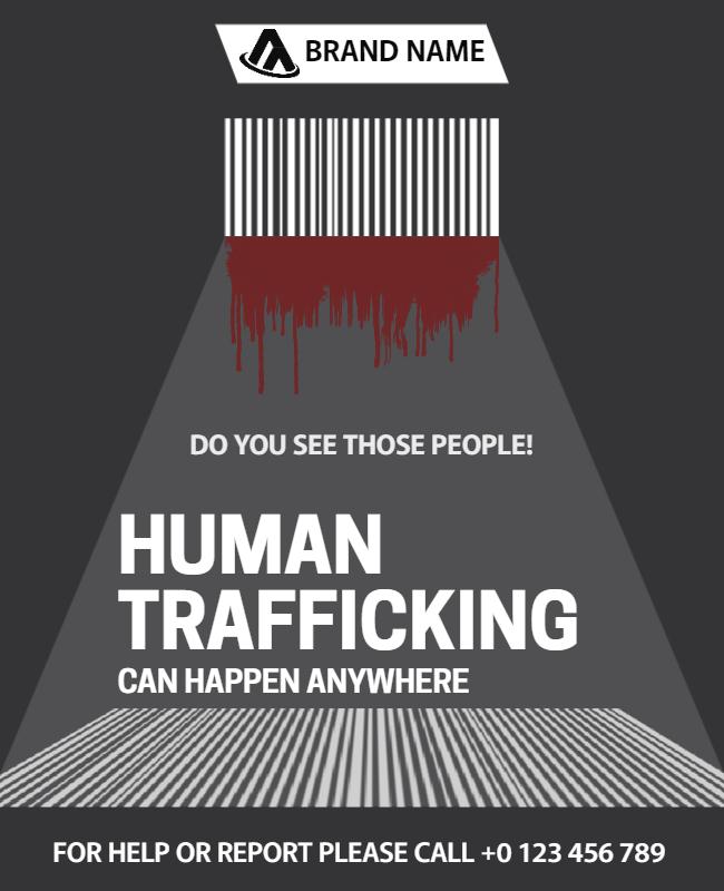 Striking Dark Awareness Campaign Against Human Trafficking Poster Template