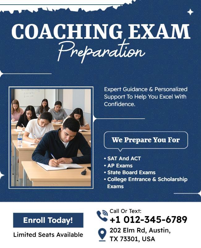 Structured Blue Study Session Exam Coaching Flyer Template