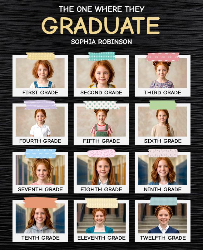 Student Graduation Photo Collage Yearbook Poster Template