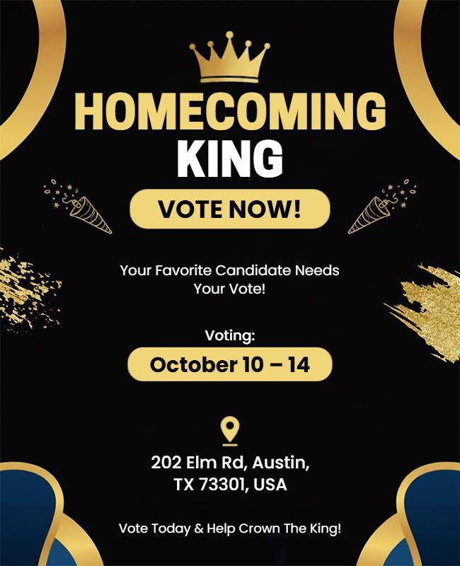 Student Homecoming King Election Announcement Flyer Template