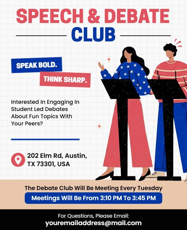 Student Speech and Debate Club Meeting Flyer Template