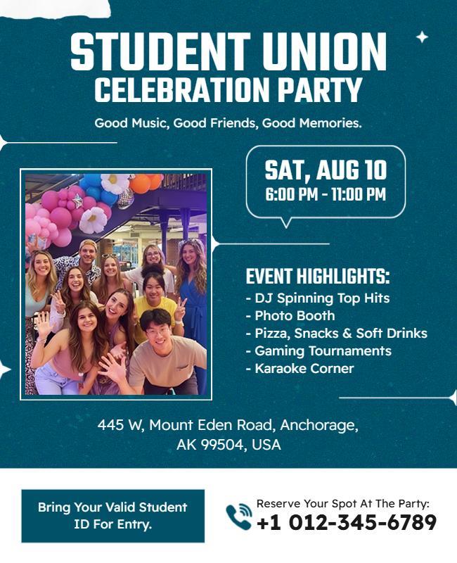 Student Union Celebration Party Flyer Template
