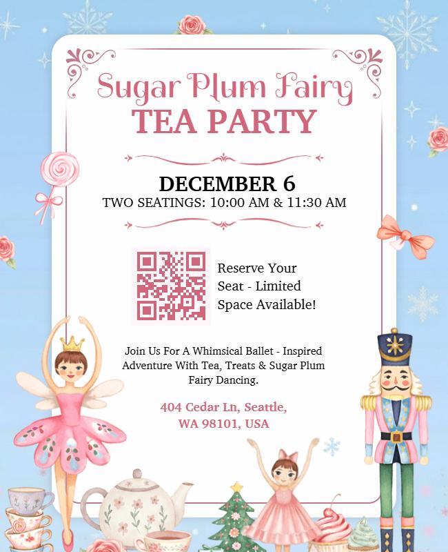 Sugar Plum Fairy Tea Party Flyer Template