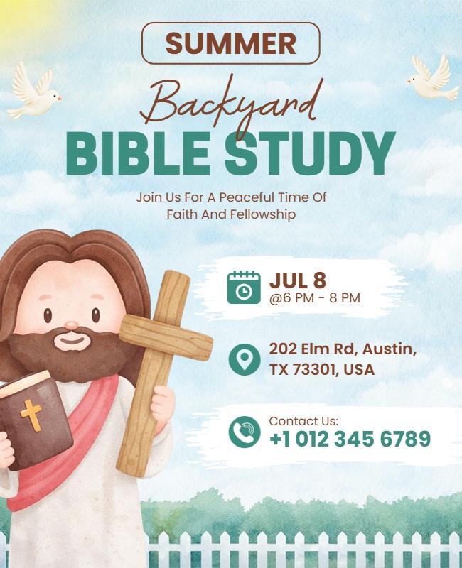 Summer Backyard Bible Study Event Flyer Template