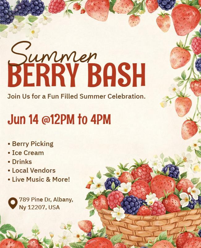 Summer Berry Festival Bash Flyer Template
