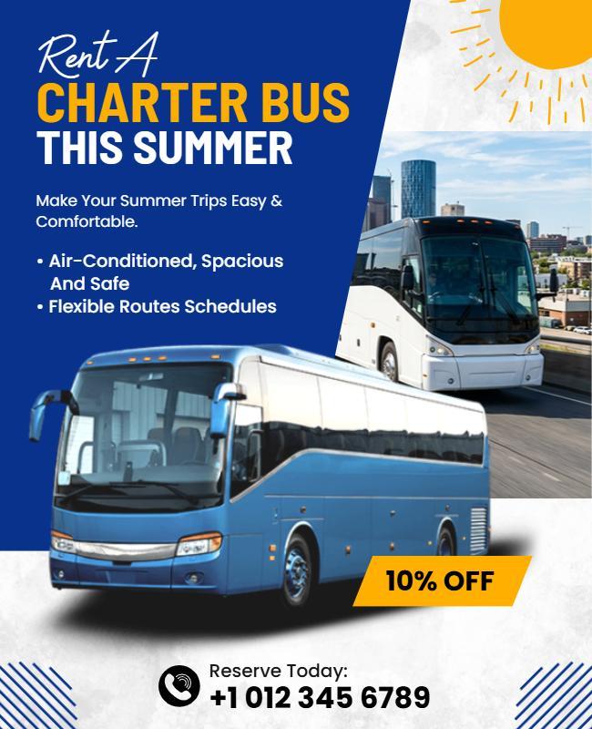 Summer Charter Bus Rental Promotion Flyer Template