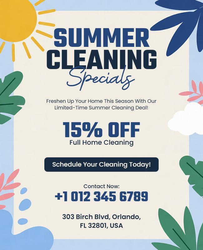 Summer Cleaning Specials Discount Flyer Template