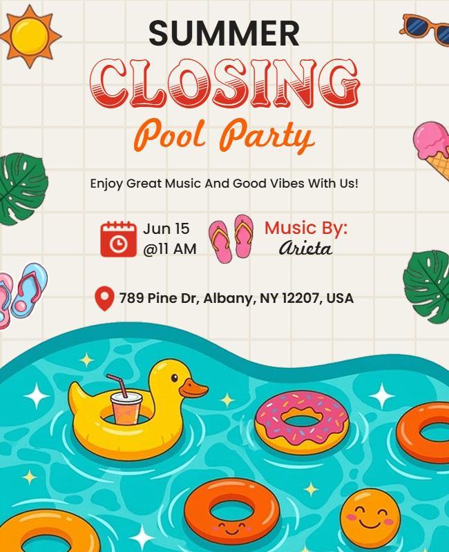 Summer Closing Pool Party Celebration Flyer Template