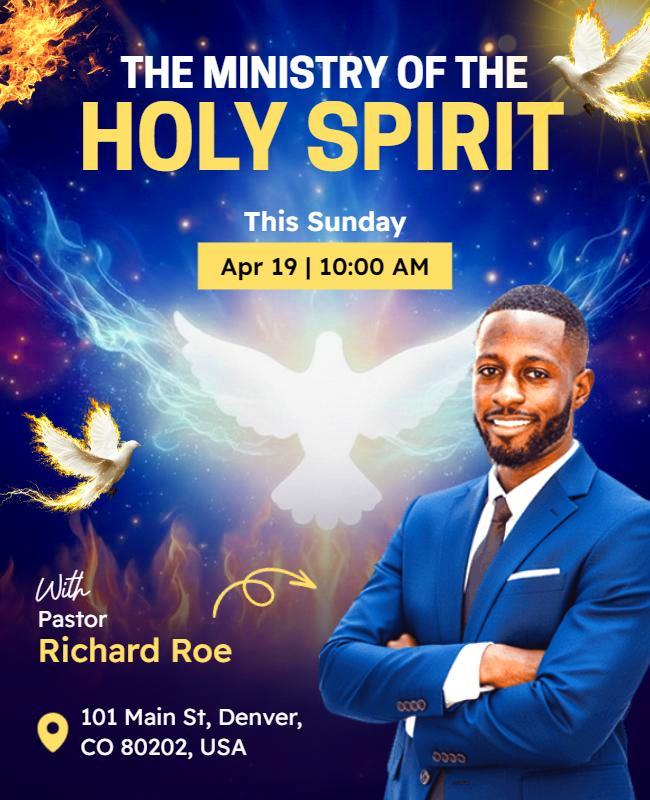 Sunday Church Holy Spirit Ministry Gathering Flyer Template