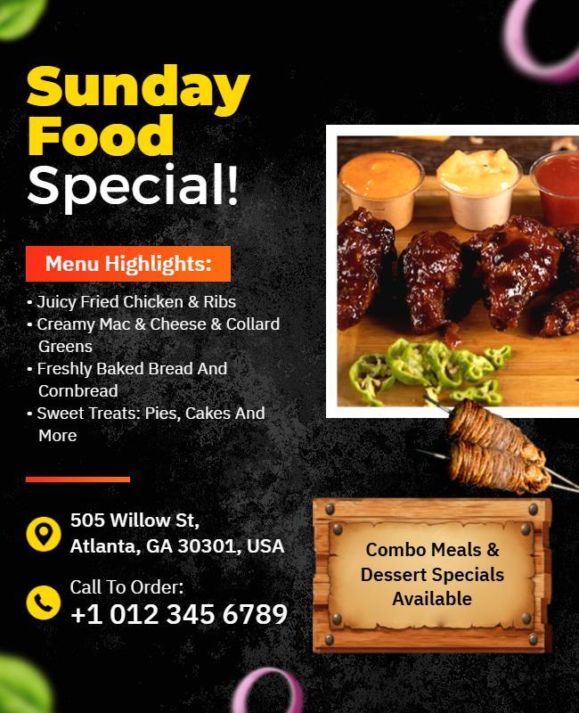Sunday Food Specials Promotional Flyers Template