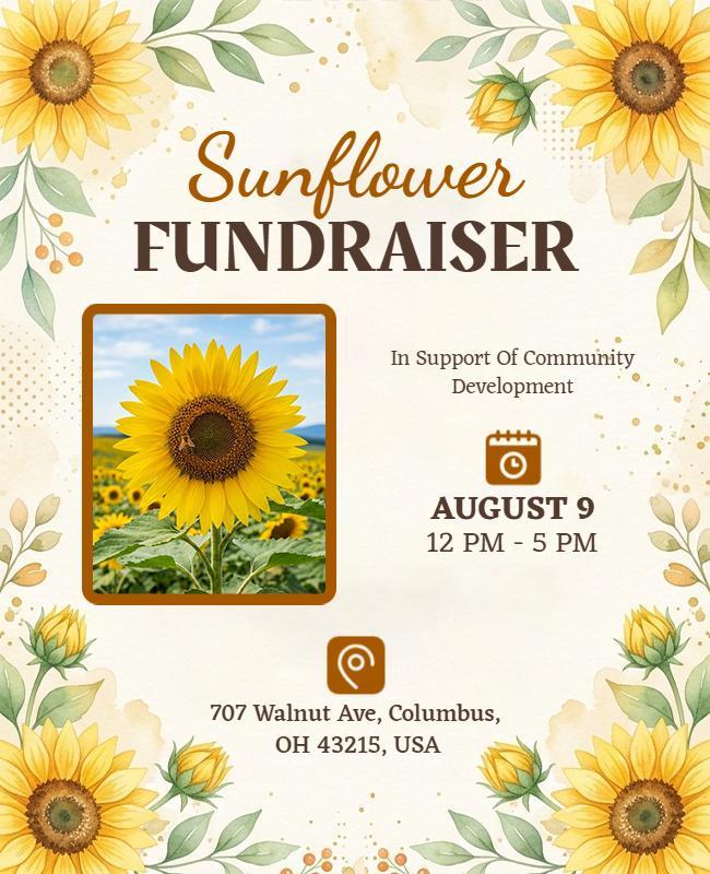 Sunflower Fundraiser Community Development Flyer Template