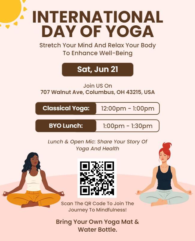 Sunshine Themed International Day of Yoga Wellness Poster Template