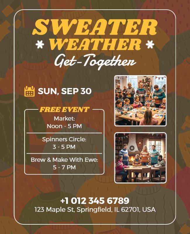 Sweater Weather Community Get-Together Flyer Template