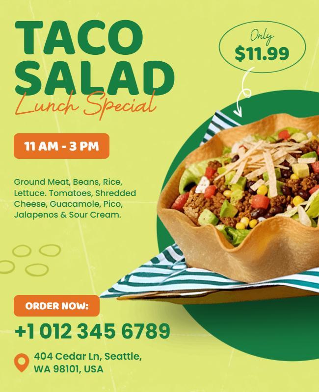 Taco Salad Lunch Special Promotional Flyer Template