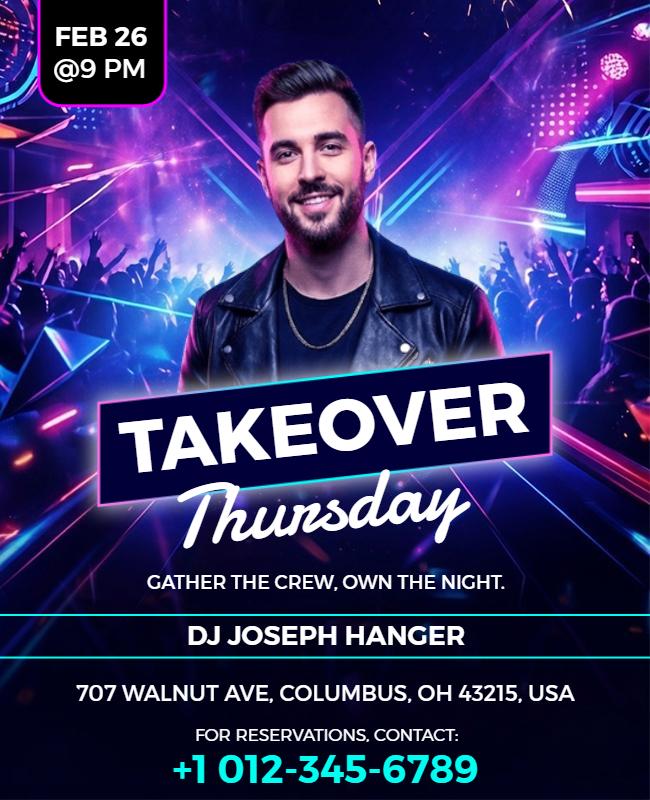 Takeover Thursday Party Announcement Flyer Template