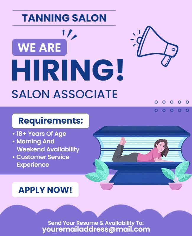 Tanning Salon Job Hiring Announcement Flyer Template