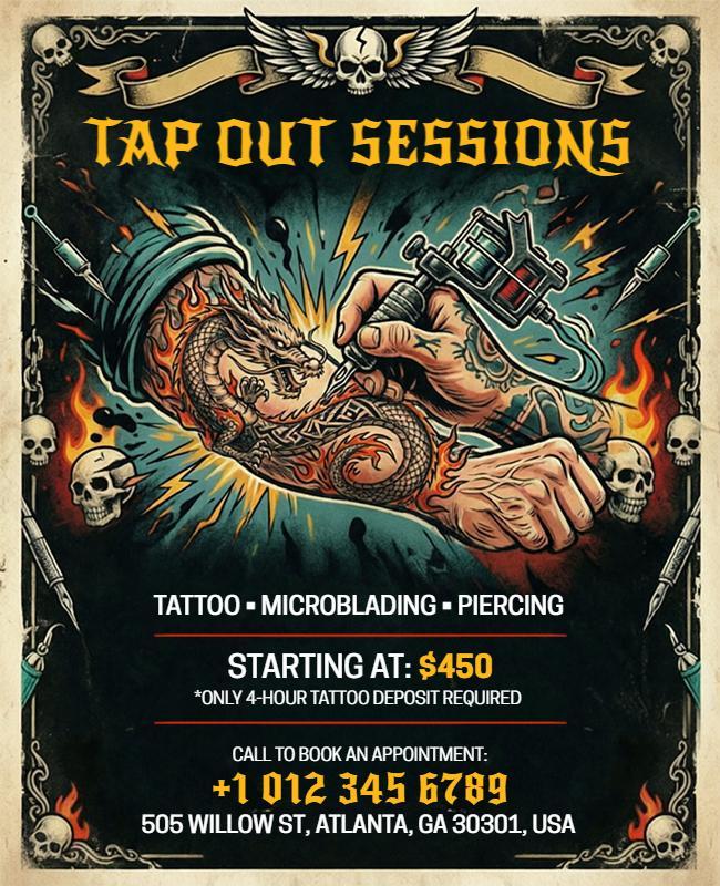 Tap Out Tattoo Session Promotional Flyer Template