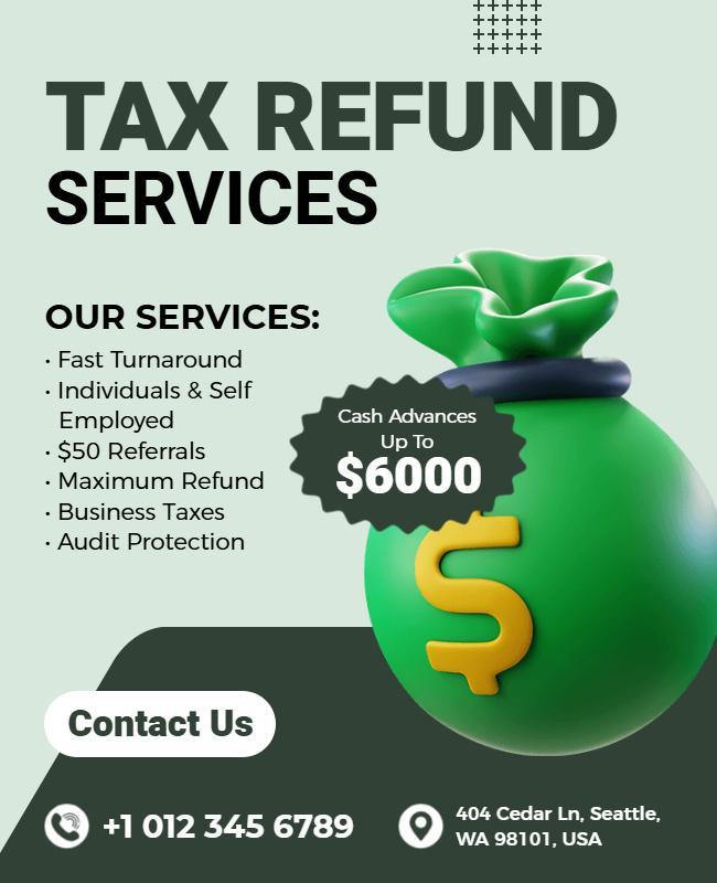 Tax Refund Services Promotional Flyer Template