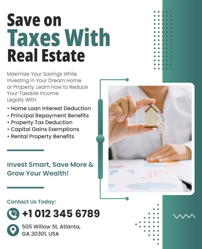 Tax Savings Real Estate Investment Flyer Template