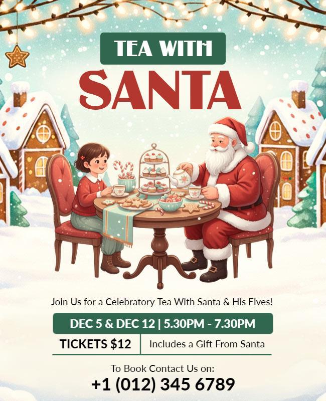 Tea with Santa Holiday Event Flyer Template