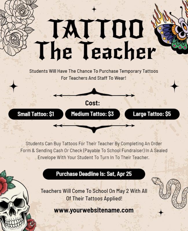 Teacher Tattoo Fundraising Event Flyer Template
