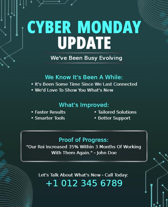 Tech Circuit Background Cyber Monday Update Flyer Template