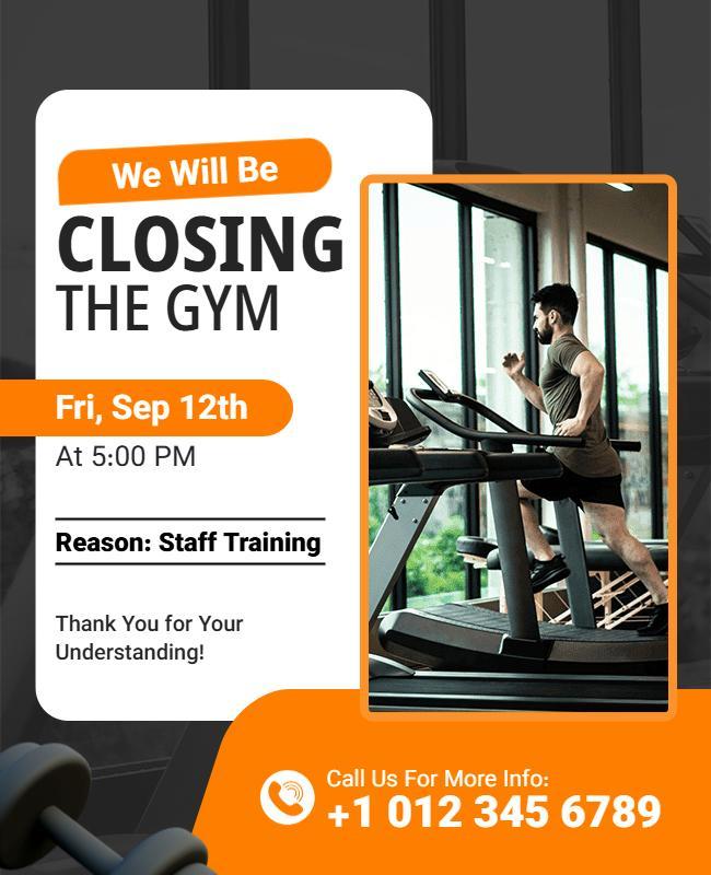 Temporary Gym Closing Notice Flyer Template