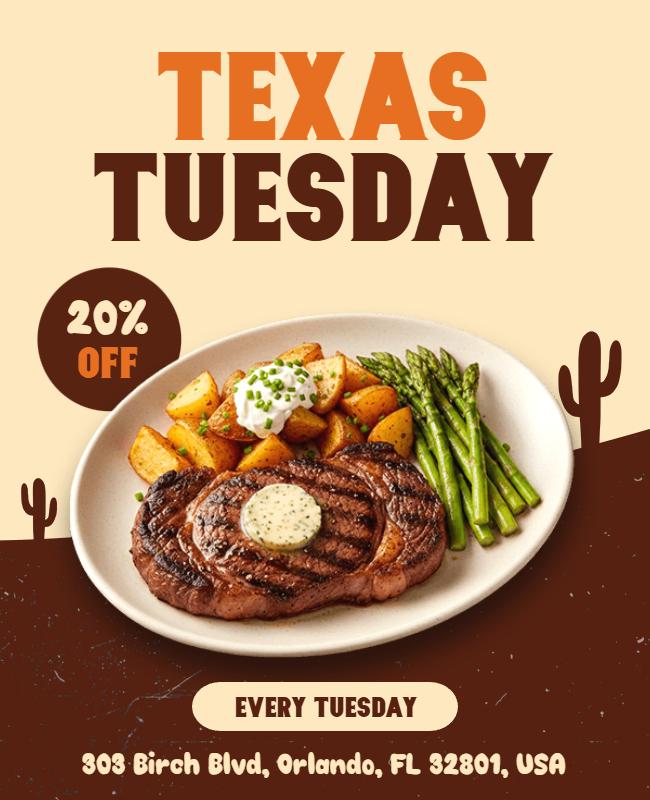 Texas Tuesday Dinner Promotion Flyer Template