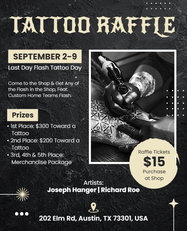 Textured Gothic Theme Tattoo Raffle Promotion Flyer Template