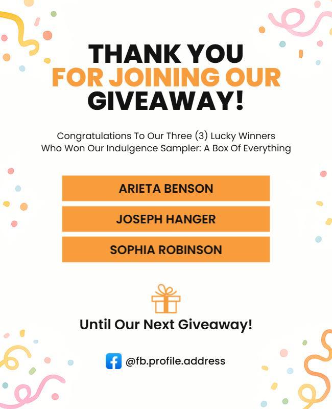 Thank You Giveaway Winners Announcement Flyer Template