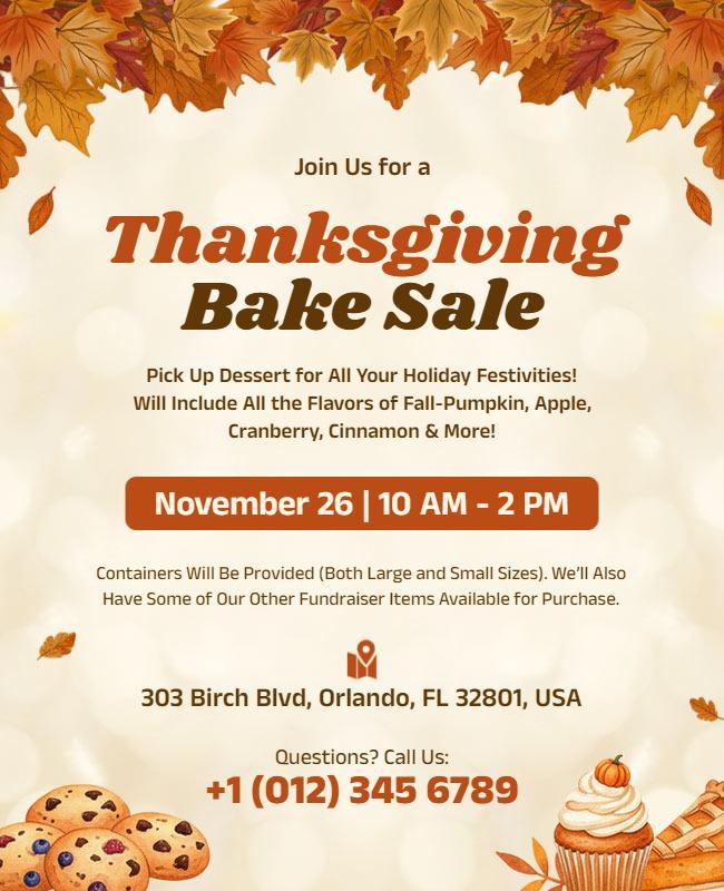 Thanksgiving Bake Sale Autumn Treats Flyer Template