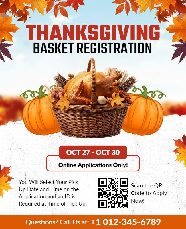 Thanksgiving Basket Registration Event Flyer Template
