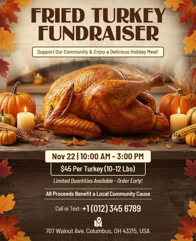 Thanksgiving Charity Fried Turkey Fundraiser Flyer Template