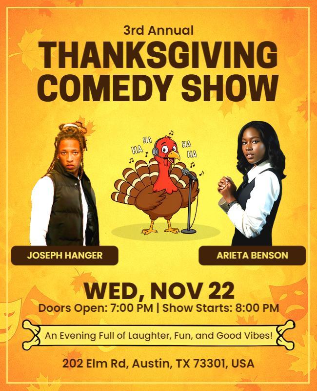Thanksgiving Comedy Show Event Flyer Template