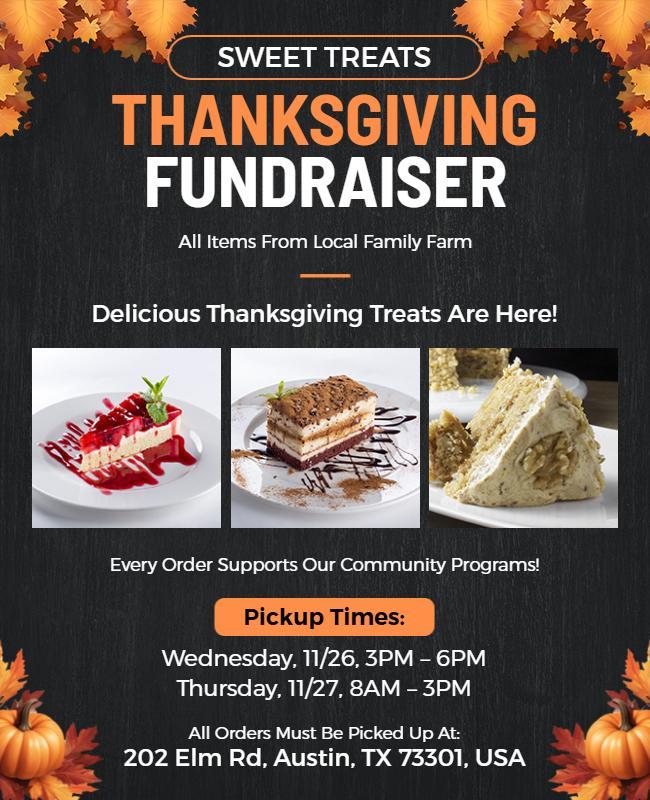 Thanksgiving Dessert Fundraiser Flyer Template
