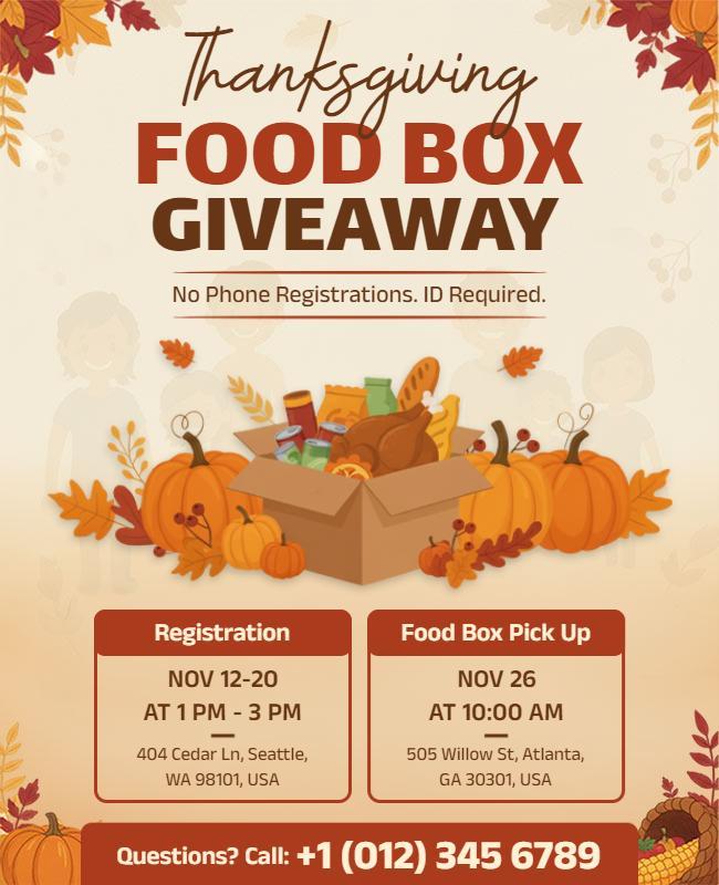 Thanksgiving Food Box Giveaway Event Flyer Template