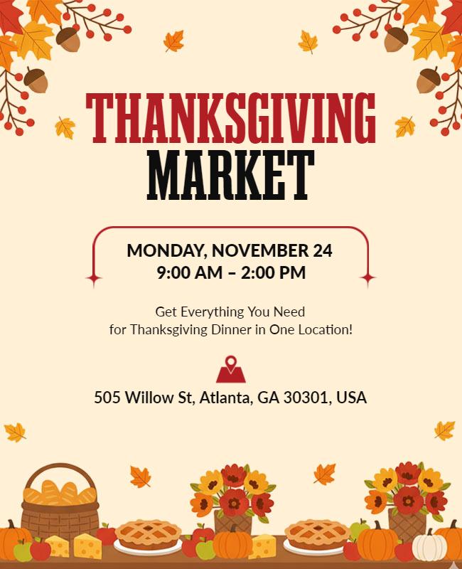 Thanksgiving Market Event Flyer Template