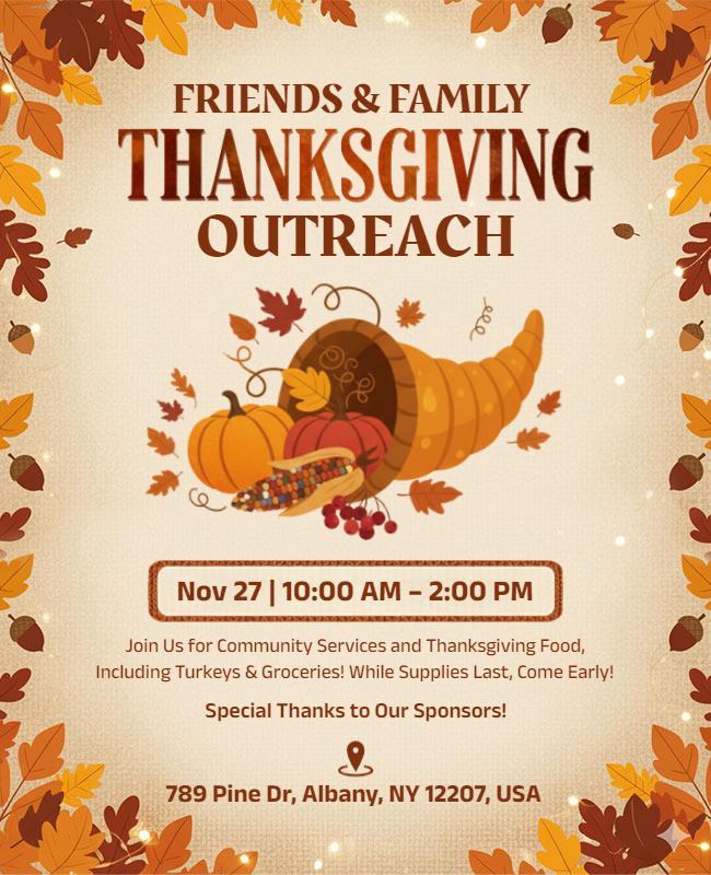 Thanksgiving Outreach Friends Family Event Flyer Template