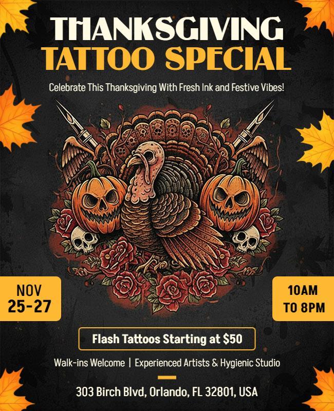 Thanksgiving Tattoo Special Event Flyer Template