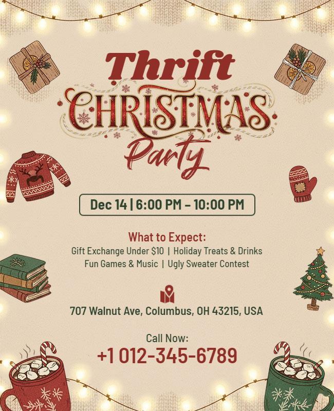 Thrift Christmas Party Celebration Flyer Template