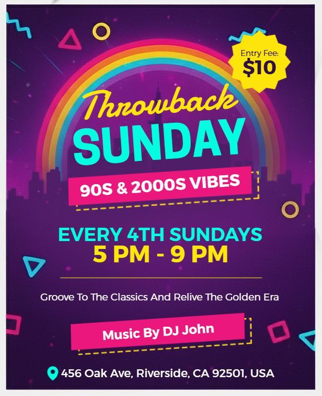 Throwback Sunday Retro Music Party Flyer Template