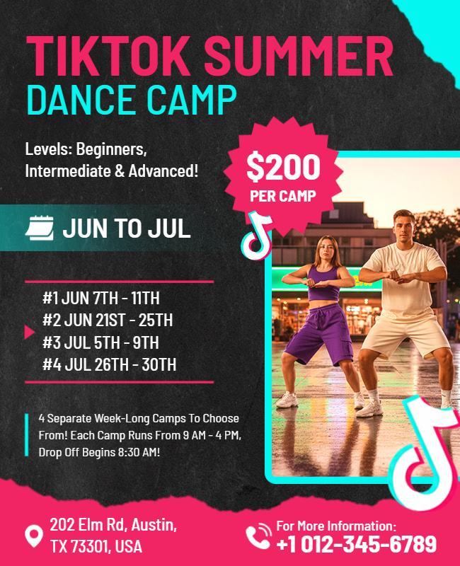 Tiktok Dance Camp Flyer Template