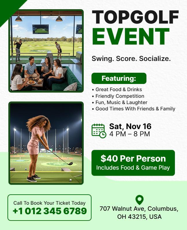Topgolf Social Event with Friends Flyer Template