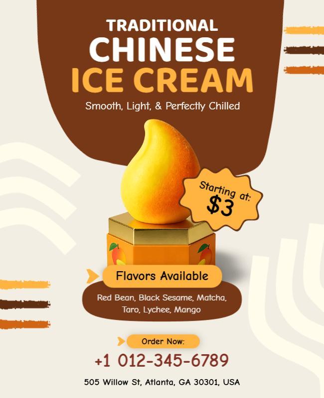 Traditional Chinese Ice Cream Promotional Flyer Template