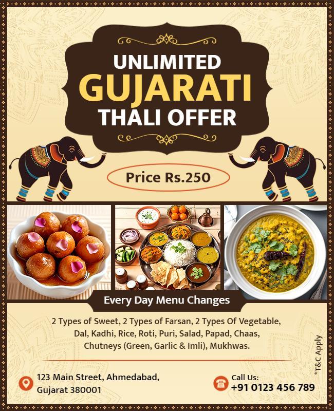 Traditional Gujarati Thali Offer with Colorful Indian Cuisine Poster ...