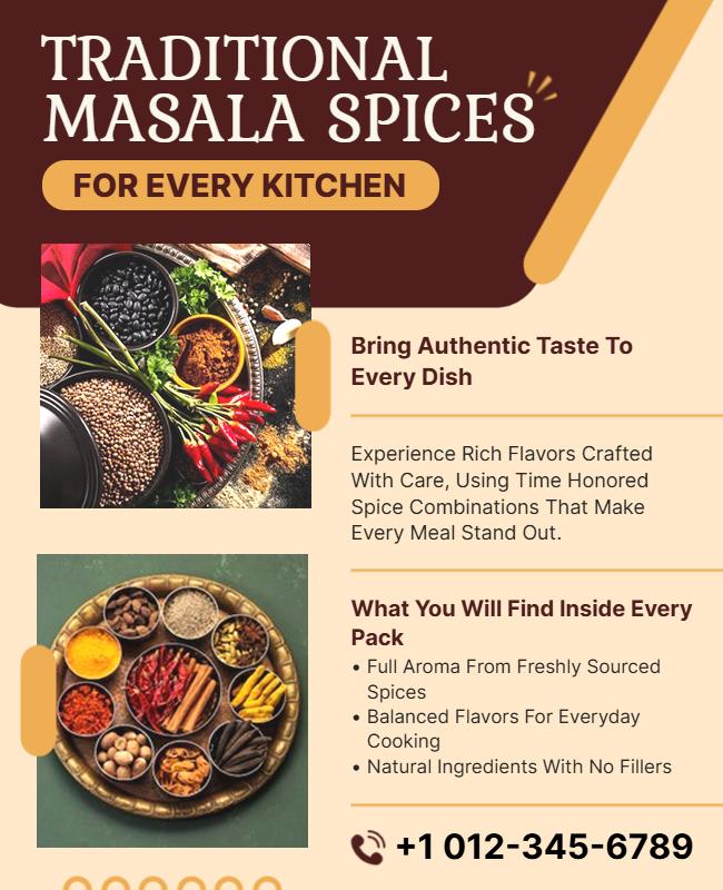 Traditional Masala Spices Advertising Flyer Template
