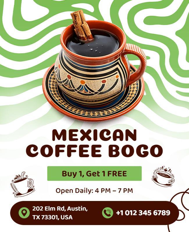 Traditional Mexican Coffee BOGO Flyer Template
