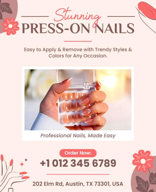 Trendy Press-on Nails Promotional Flyer Template